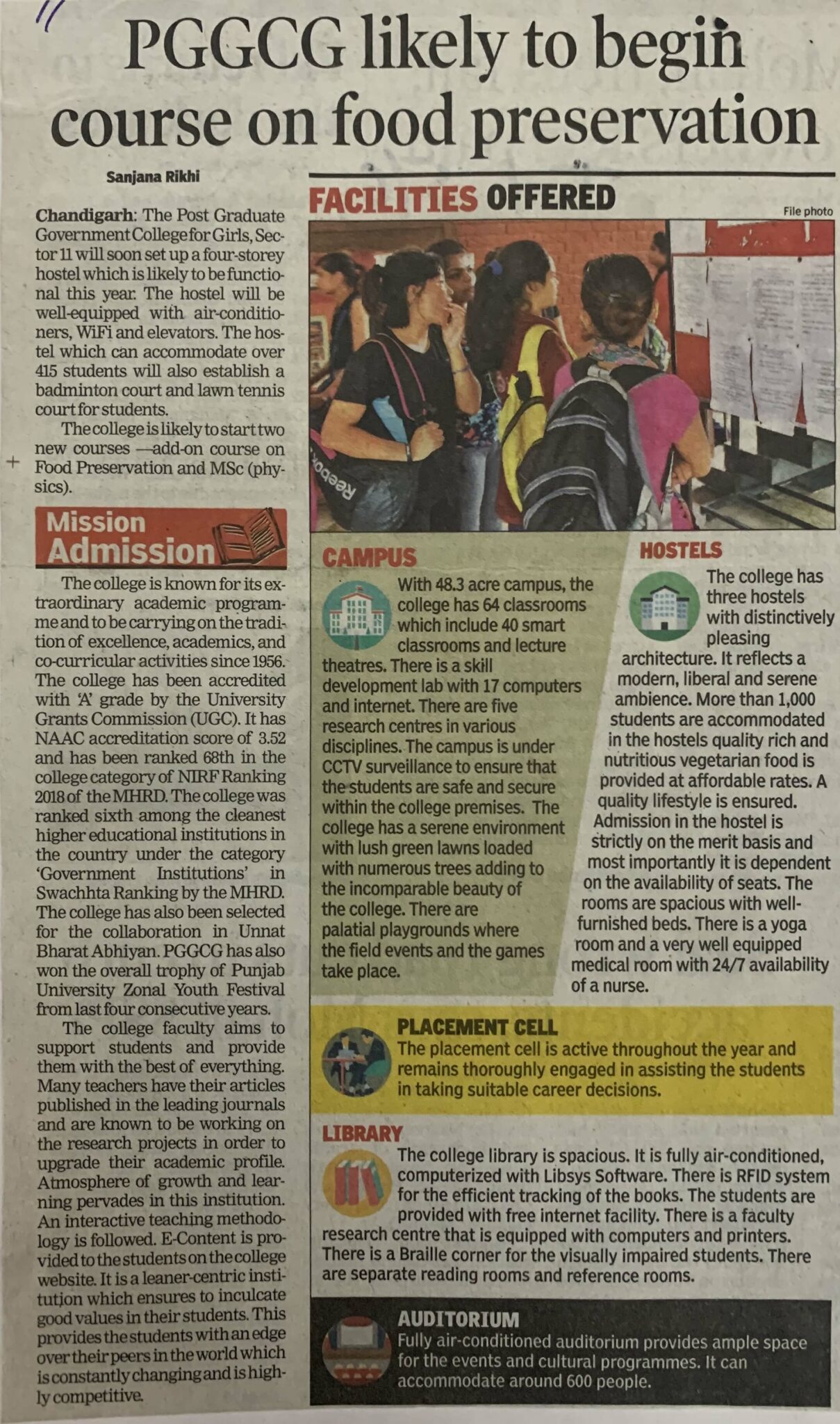 PGGCG-11 likely to begin course on Food Preservation, June 5 2019 ...